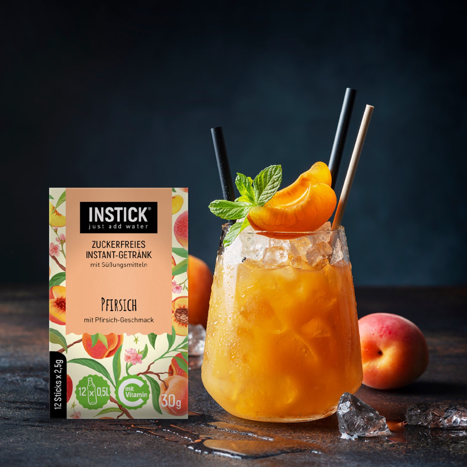 INSTICK ΡΟΦΗΜΑ ΣΕ ΣΚΟΝΗ ΓΙΑ 0,5lt ΡΟΔΑΚΙΝΟ (12 x σακουλάκι 2,5g)